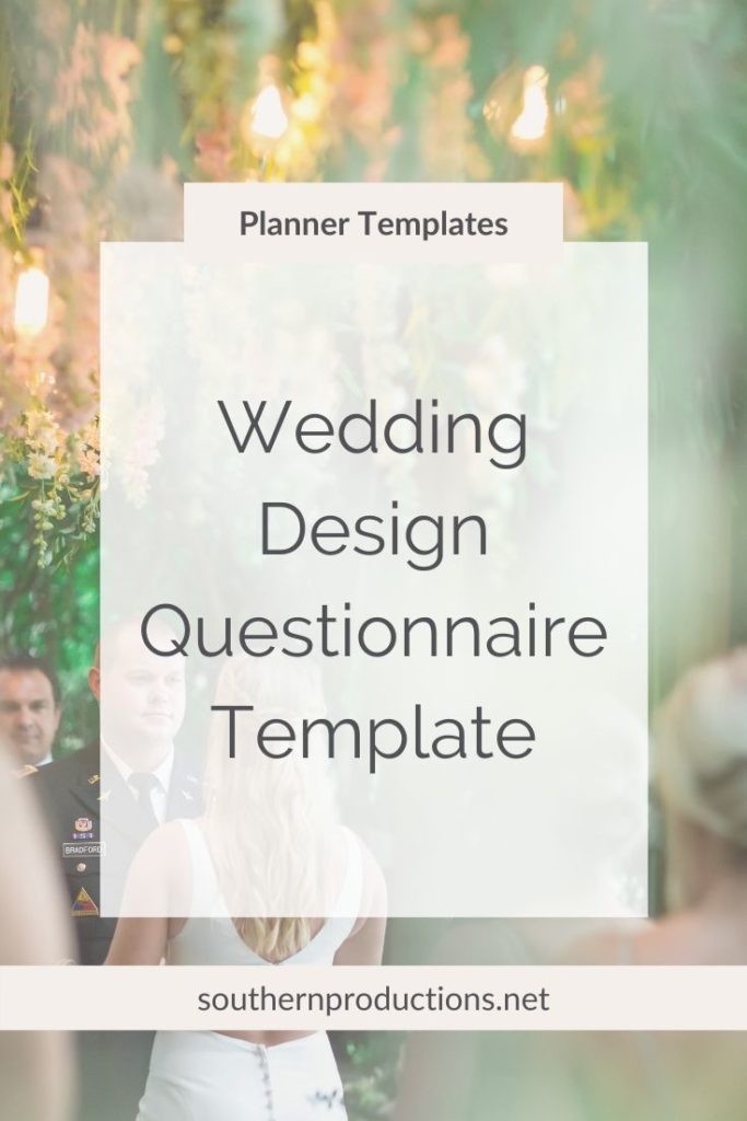 Wedding Design Questionnaire Template for Wedding Planners
