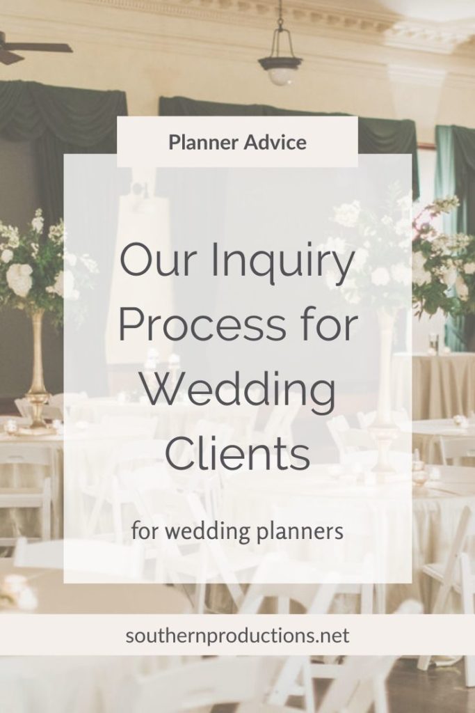 Inquiry Process for Wedding Clients for Wedding Planners