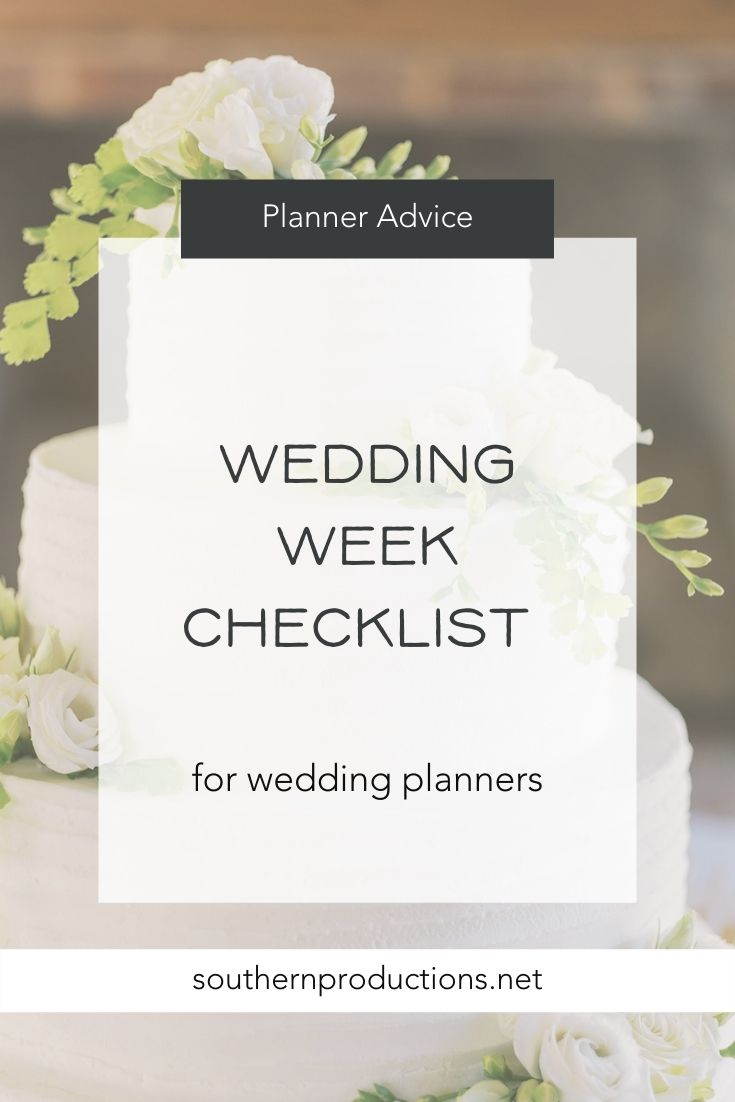 Wedding Week Checklist for Planners