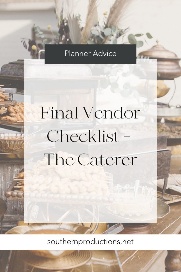 Final Vendor Checklist The Caterer